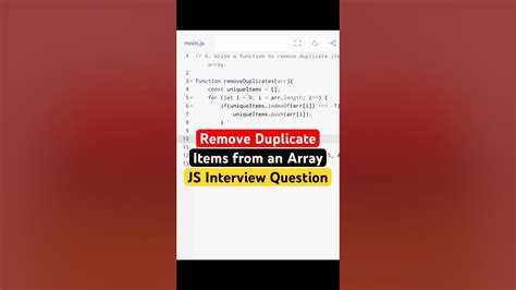 11 javascript interview question remove duplicate items from an array shorts javascript