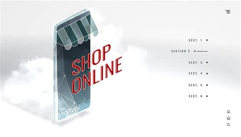 온라인 상점 스마트 폰 인터넷 상점 낮은 폴리 와이어 프레임 스타일 안개와 텍스트에 차양이있는 아이소메트릭 스마트 폰 모바일 마케팅 및 전자 상거래의 개념 흰색 배경에