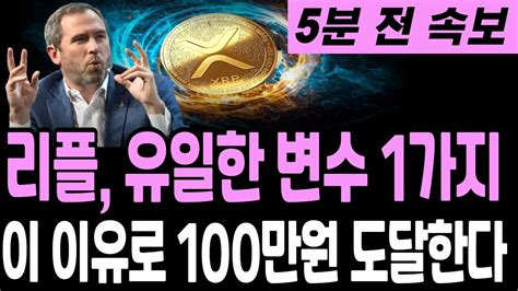 리플 전망 유일한 변수 1가지 이 이유로 100만원 도달합니다 Youtube