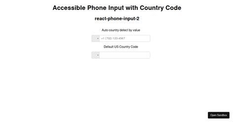 React Phone Input 2 Demo Codesandbox