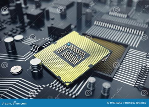 D Rendering Central Computer Processors CPU Concept Electronic Engineer Of Computer Technology