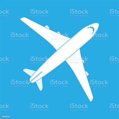 파란색 배경의 비행기 상단 뷰의 벡터 그림입니다 항공 휴가 포스터 관광에 대한 스톡 벡터 아트 및 기타 이미지 관광 날기 단순함 Istock