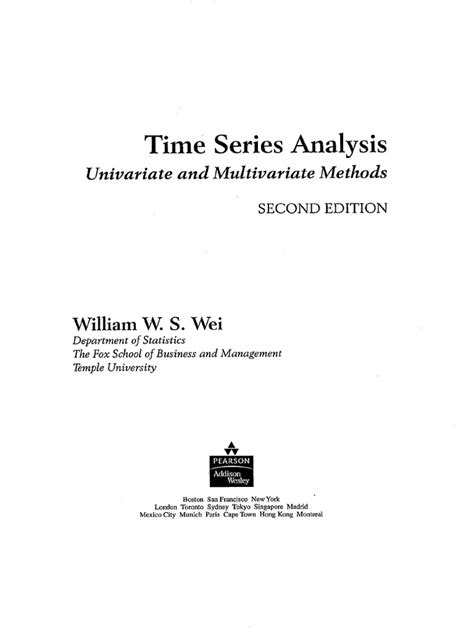 Time Series Analysis Univariate And Multivariate Methods By William Wei Pdf Pdf Stationary