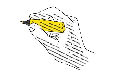 Premium Vector Sketch Of Hand Holding Yellow Highlight Marker Design