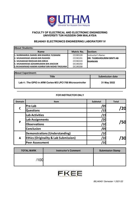 Lab4report Full Clean Lab Report Eng Lab 4 FACULTY OF ELECTRICAL AND ELECTRONIC ENGINEERING