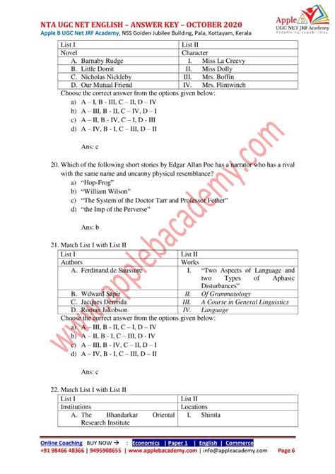 NTA UGC NET SEPTEMBER 2020 ENGLISH QUESTION PAPER ANSWER KEY