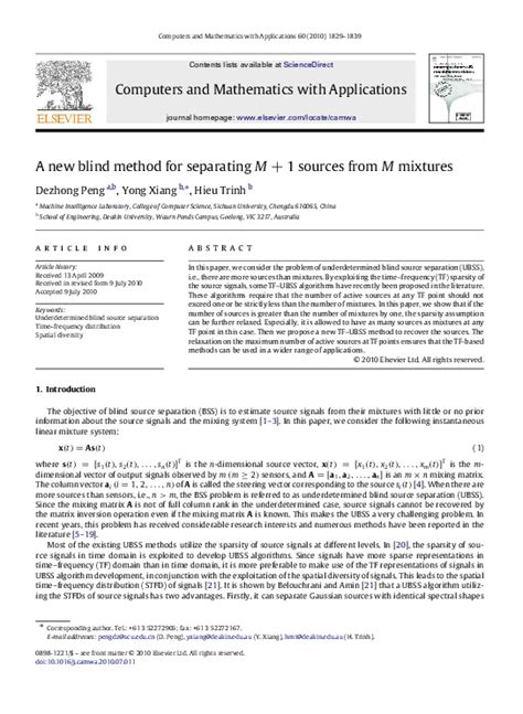Pdf A New Blind Method For Separating Sources From Mixtures