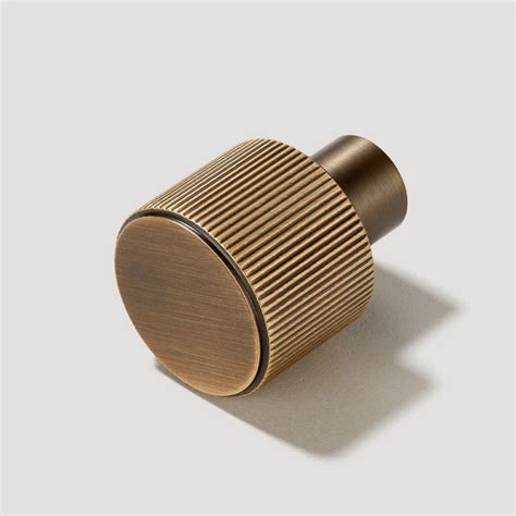 Antique Brass Grooved Button Cabinet Knob Aged Brass Cabinet Knobs Plank Hardware