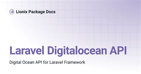 Laravel Digitalocean Api Lionix Package Docs