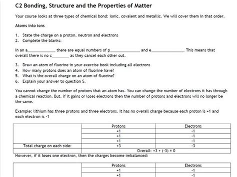 Aqa Gcse Chemistry Bonding Structure And The Properties Of Matter Revision Teaching Resources