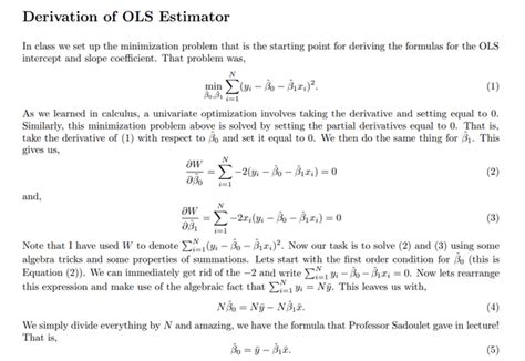 Derivation Of Ols Questions R Learnmachinelearning