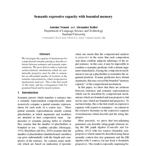 Semantic Expressive Capacity With Bounded Memory Acl Anthology