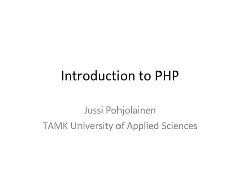 Introduction To Php Ppt Programming Languages Computing