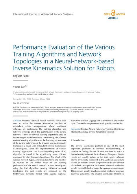 Pdf Performance Evaluation Of The Various Training Algorithms And Network Topologies In A