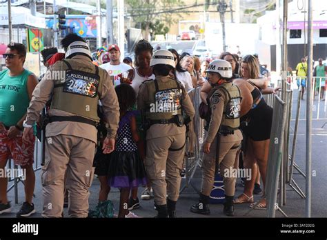 Access Control At Security Portals Salvador Bahia Brazil March Military Police