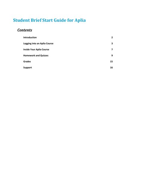 Brief Aplia User Guide