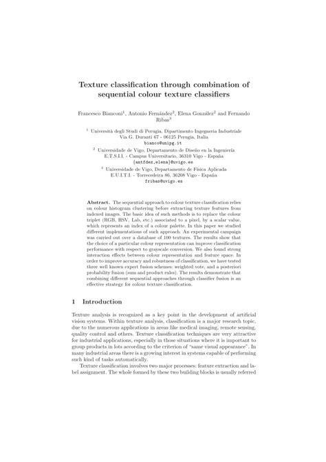 Pdf Texture Classification Through Combination Of Sequential Colour
