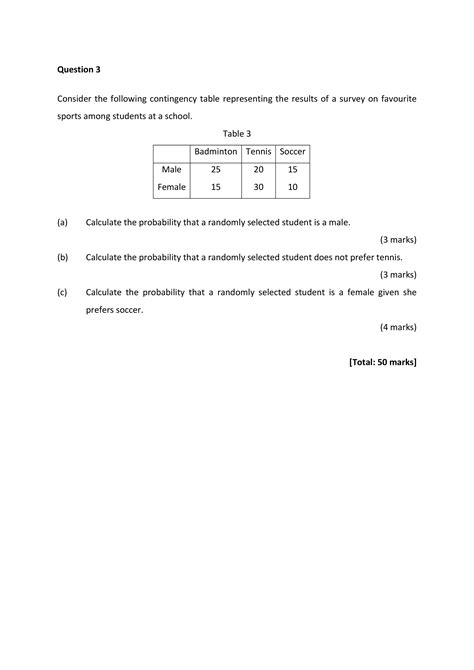 Solved Question 3consider The Following Contingency Table