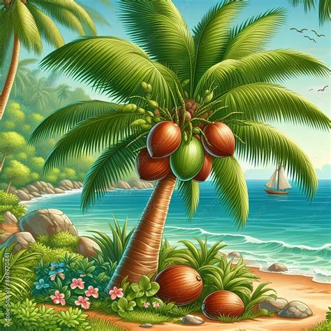야자수 열대 나무 일러스트 Stock Illustration Adobe Stock