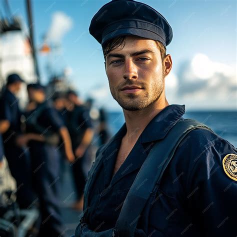 Sailors In Uniform Standing On Deck Of Naval Ship Ready For Duty