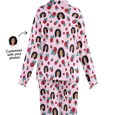 Rose Pajamas With Custom Photos Floral Sleepwear Sets
