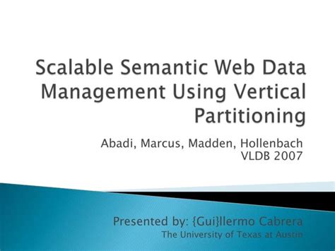 Review Scalable Semantic Web Data Management Using Vertical