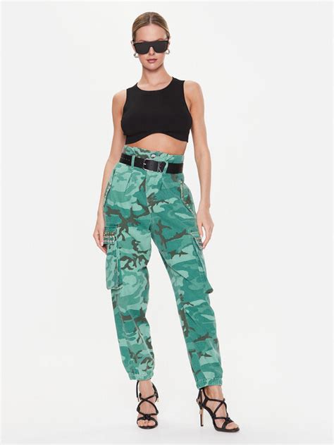 Pinko Pantaloni Di Tessuto Fitness Cargo 100336 A0kz Verde Relaxed Fit