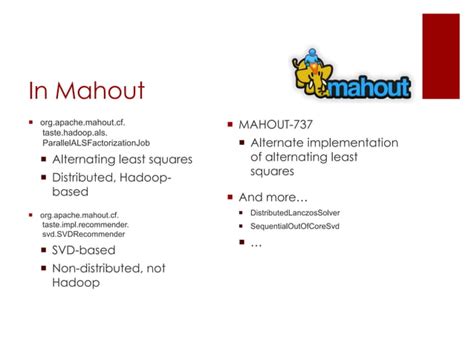 Simple Matrix Factorization For Recommendation In Mahout Ppt