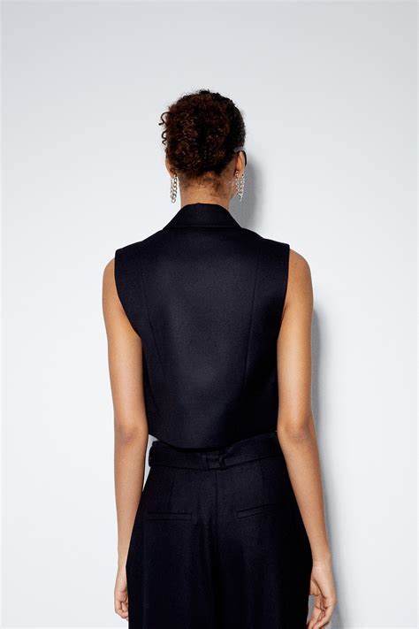 Siyah Crop Yelek Rue Les Createurs