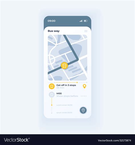 Bus Route Tracking App Smartphone Interface Vector Image
