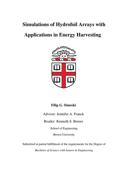 Pdf Simulations Of Hydrofoil Arrays With Applications In Energy Harvesting