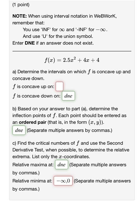 Solved Point NOTE When Using Interval Notation In Chegg
