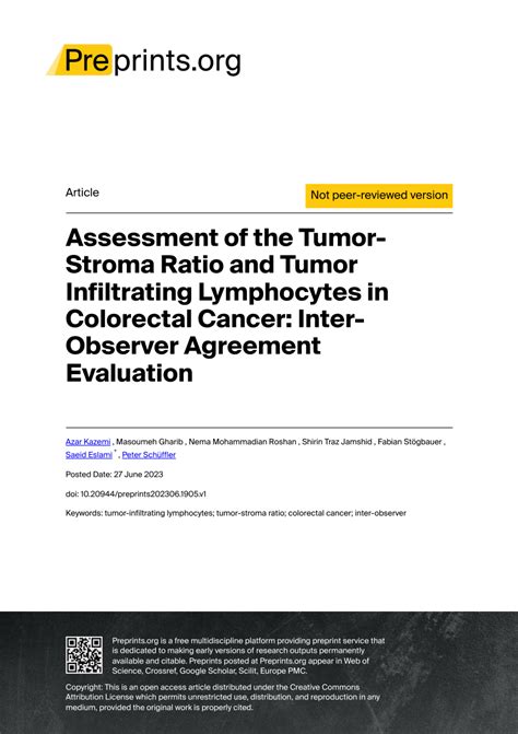 Pdf Assessment Of The Tumor Stroma Ratio And Tumor Infiltrating Lymphocytes In Colorectal