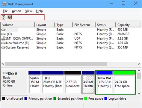 Hide And Show Toolbars On Tool Bar In Disk Management