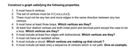 Solved Construct A Graph Satisfying The Following