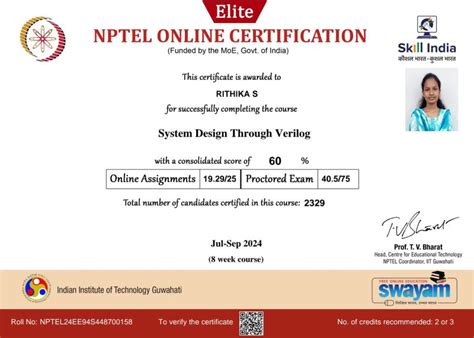 Rithika S On Linkedin Nptel Systemdesignthroughverilog Iitguwahati
