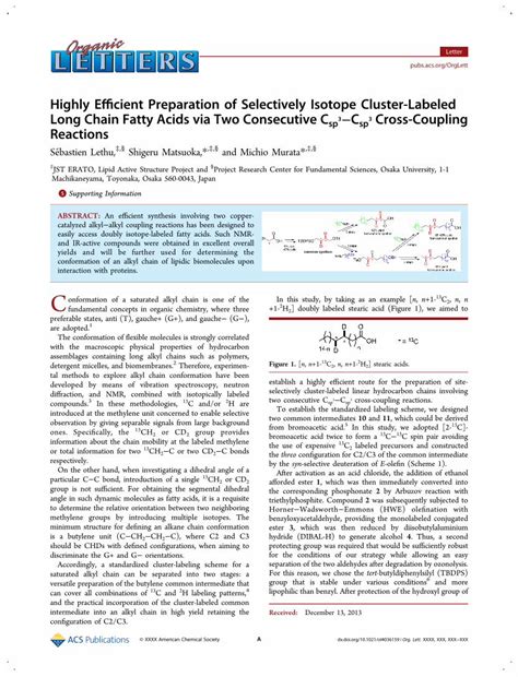 Pdf Highly Efficient Preparation Of Selectively Isotope Cluster Labeled Long Chain Fatty Acids