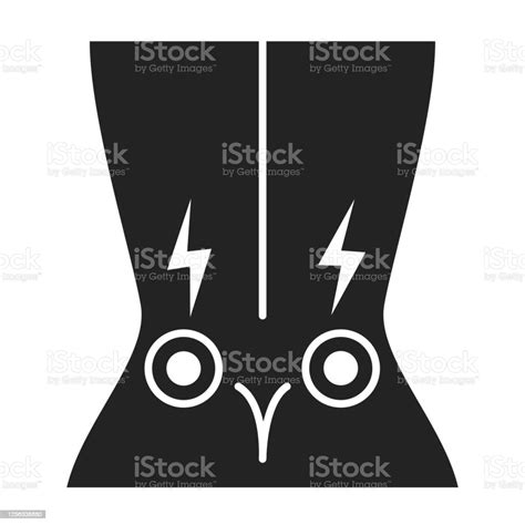 급성 허리 통증 블랙 글리프 아이콘 염좌 부상 관절염 격리된 벡터 요소입니다 웹 페이지 모바일 앱 프로모션을 위한 그림 윤곽선