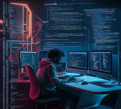 coder engineer working with his pc premium ai generated image