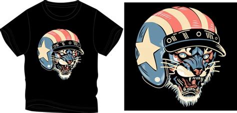 American Lion 티셔츠 그래픽 디자인 벡터 일러스트 레이 션 프리미엄 벡터