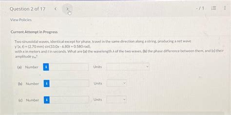 Solved Two Sinusoidal Waves Identical Except For Phase Chegg Com