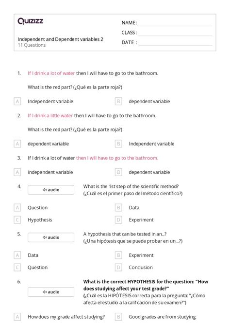 50 Dependent Variables Worksheets For 8th Grade On Quizizz Free And Printable