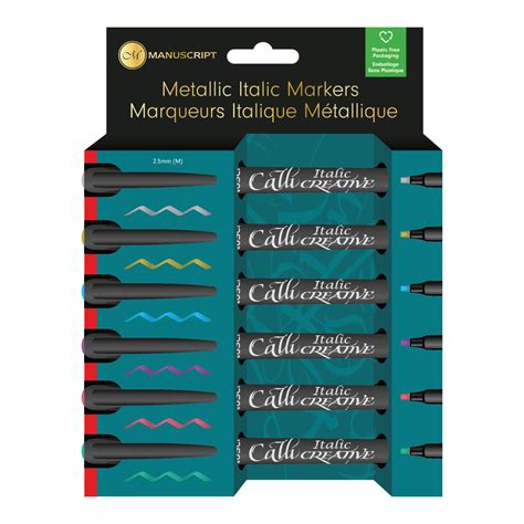 Manuscript Callicreative Calligraphy Marker Pens Assorted Metallic Colours Pack Of 6