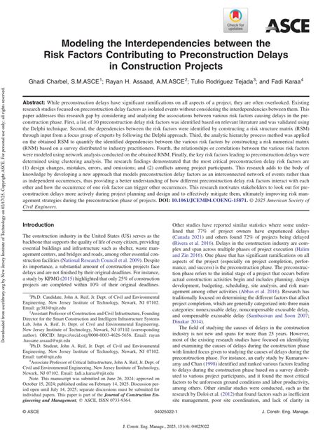 Pdf Modeling The Interdependencies Between The Risk Factors Contributing To Preconstruction