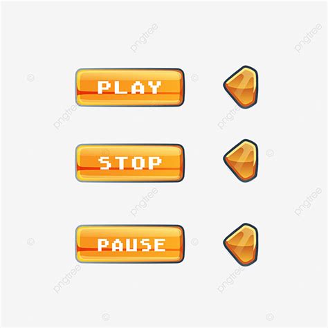Game Button Set Design Application Gui Start PNG And Vector With Transparent Background For