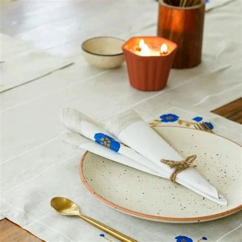100 Hemp Reusable Napkins Sustainable Screen Prints टेबल लिनन