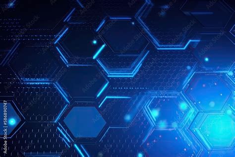 Creative Blue Hexagonal Background With Binary Code Technology Design