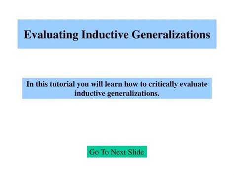 Ppt Evaluating Inductive Generalizations Powerpoint Presentation