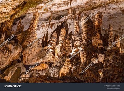 Postojna Underground Caves Stalactites Stalagmites Colums Stock Photo