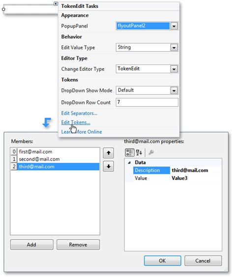 Repositoryitemtokenedittokens Property Winforms Controls